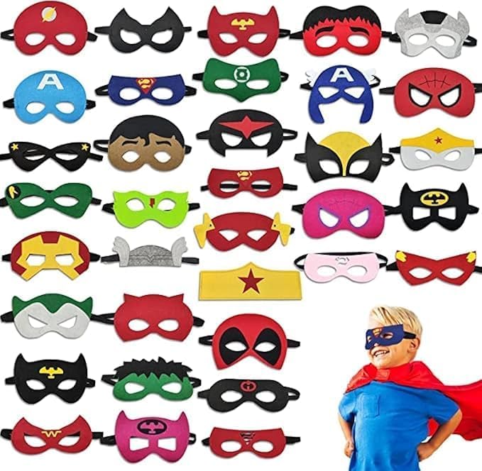 SNAPTRON 30 Pcs Kids Super Hero Costumes Toys Party Supplies Cosplay Quesera