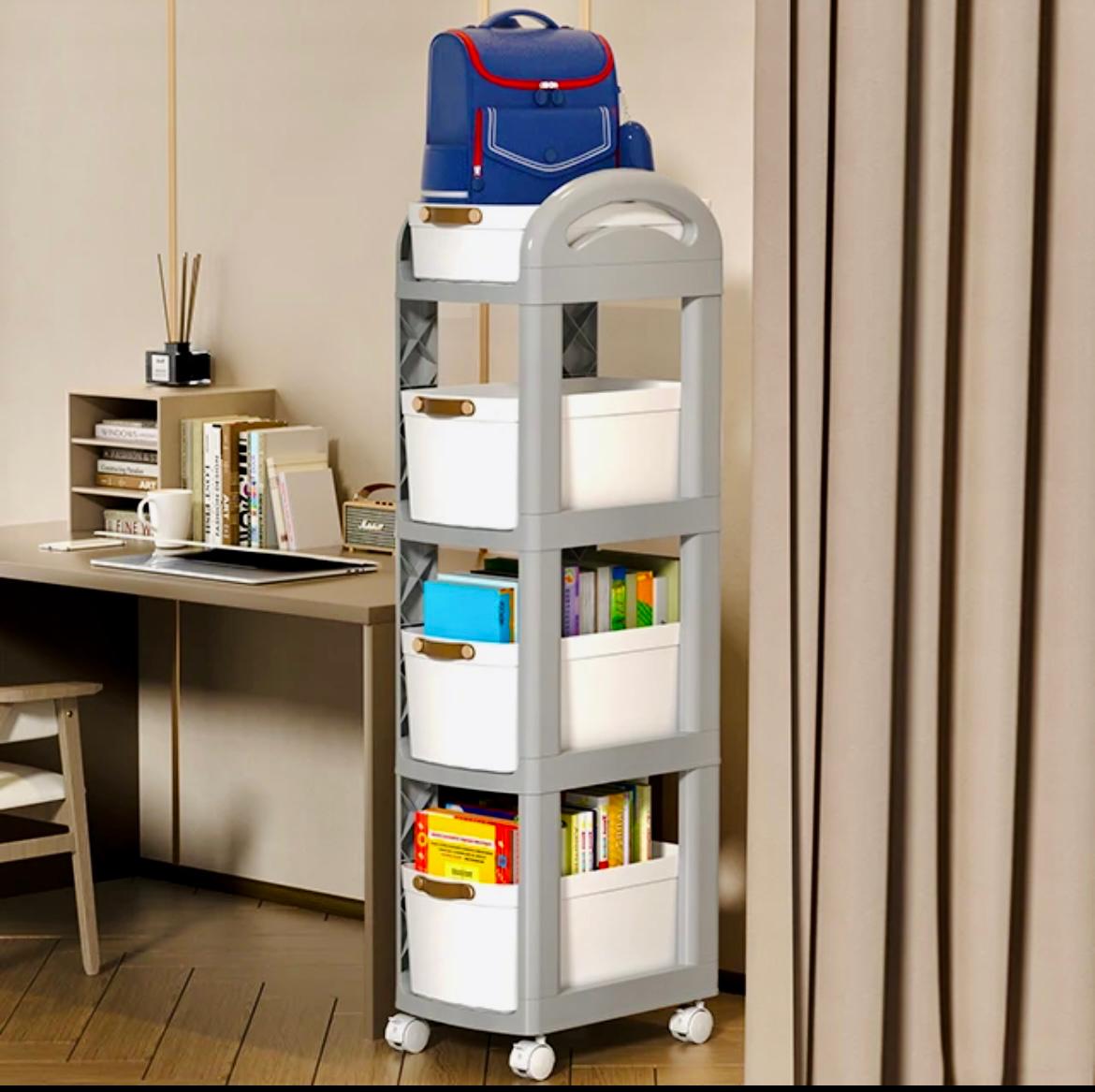 4 Layer Rolling Organiser With Drawers And Wheels